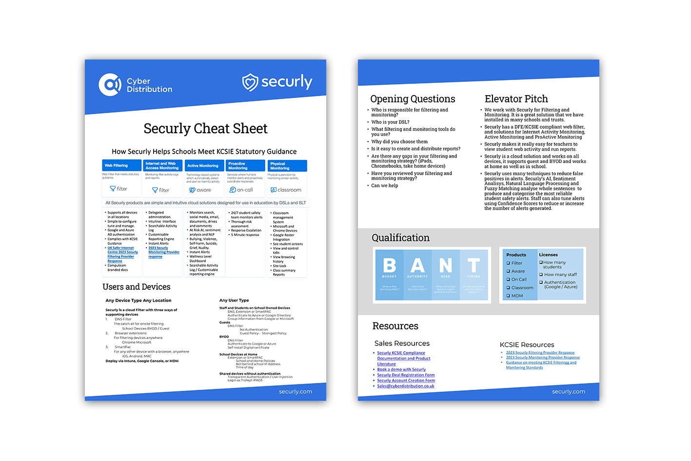 Securly Cheat Sheet For Education Resellers - Cyber Distribution